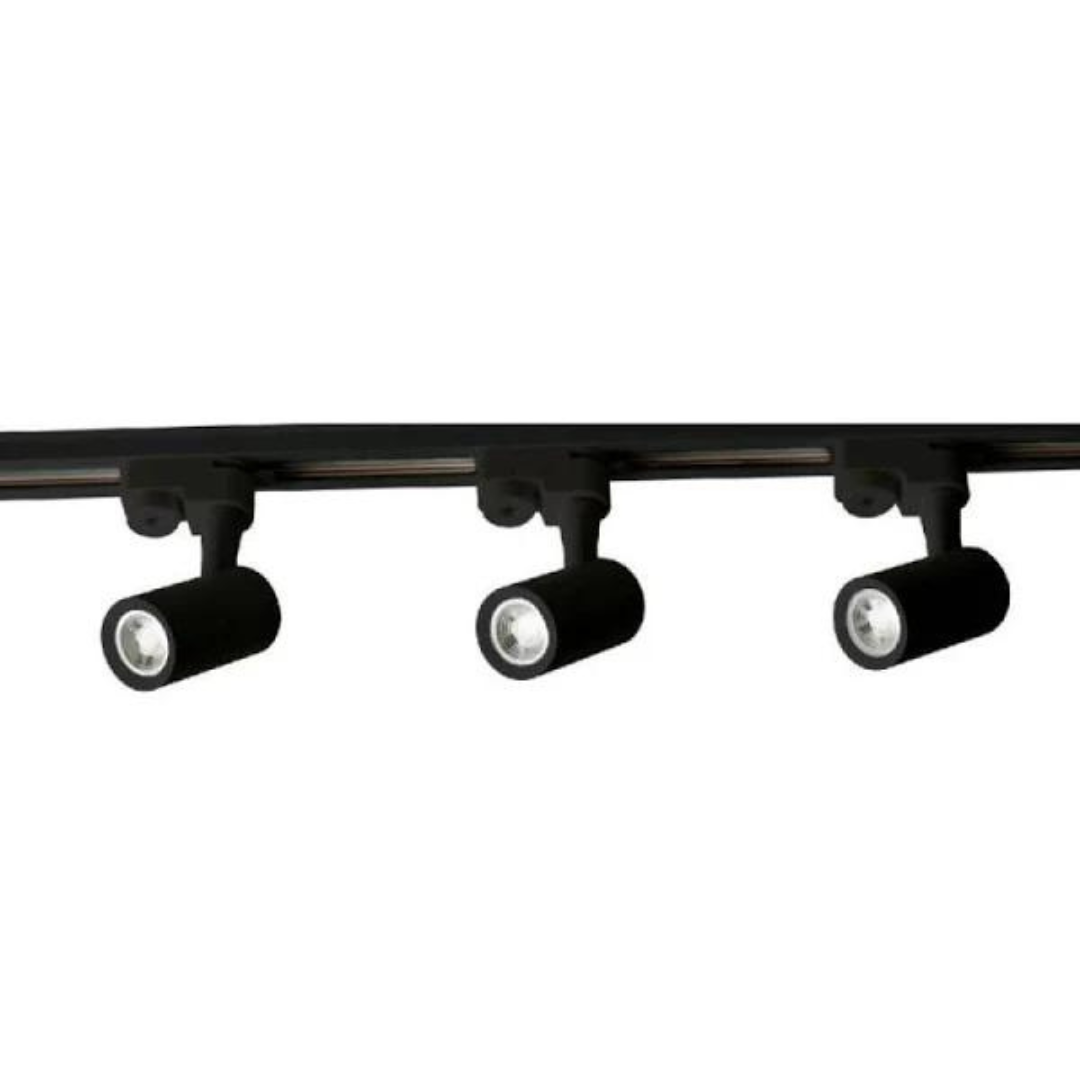 Kit 3 Spot Led Trilho Teto 9w Preto 1metro Luz 6000K - Ecoforce